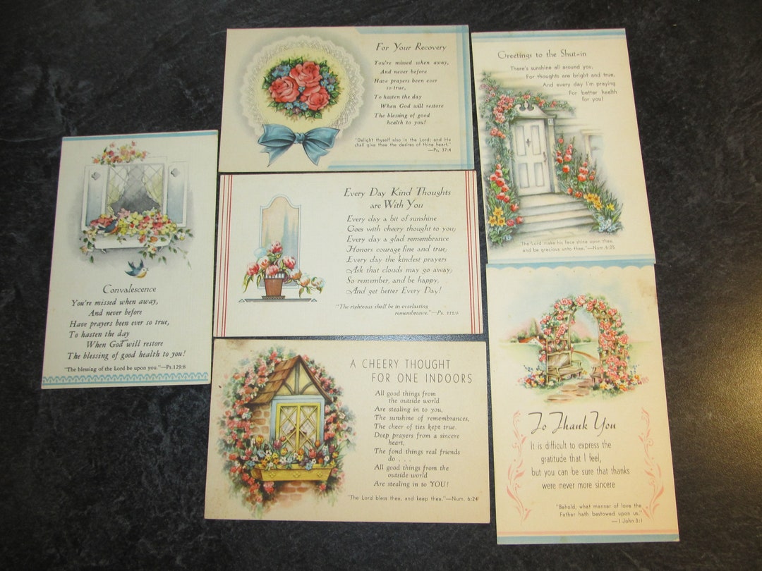 6 Vintage 1940's Sunshine Line Greeting Cards Postcards - Etsy