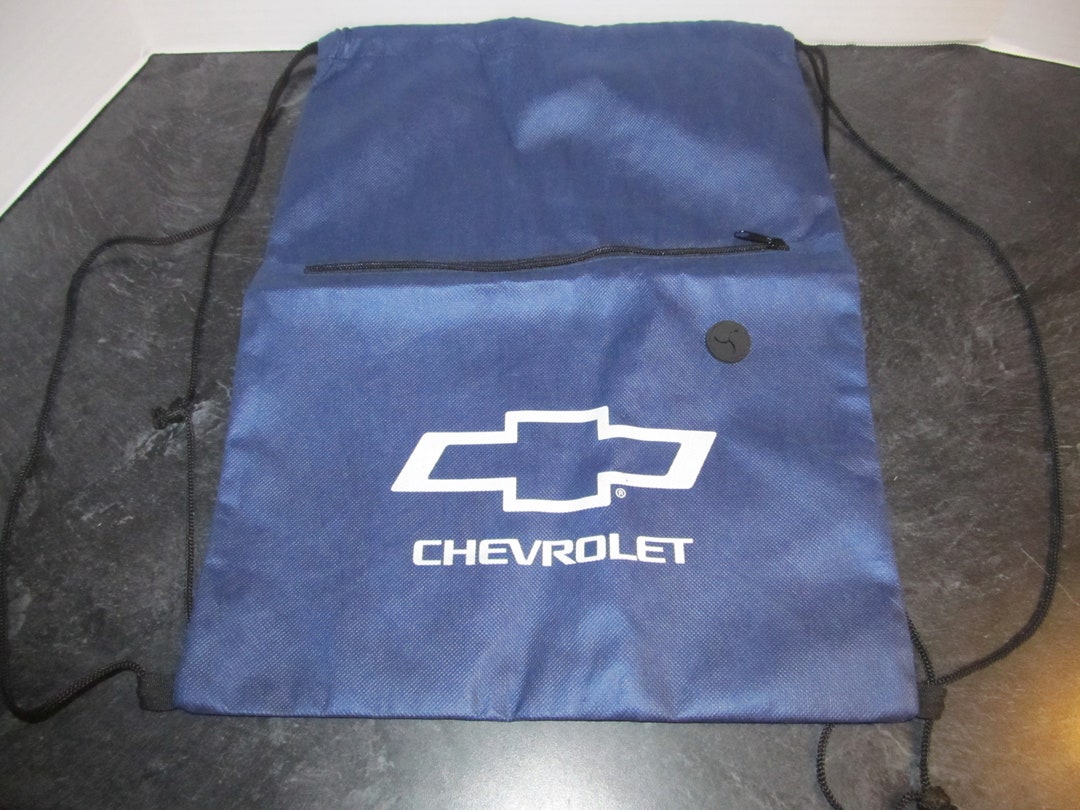 Navy Blue Chevrolet Reusable Drawstring Backpack Market Shopping Tote ...