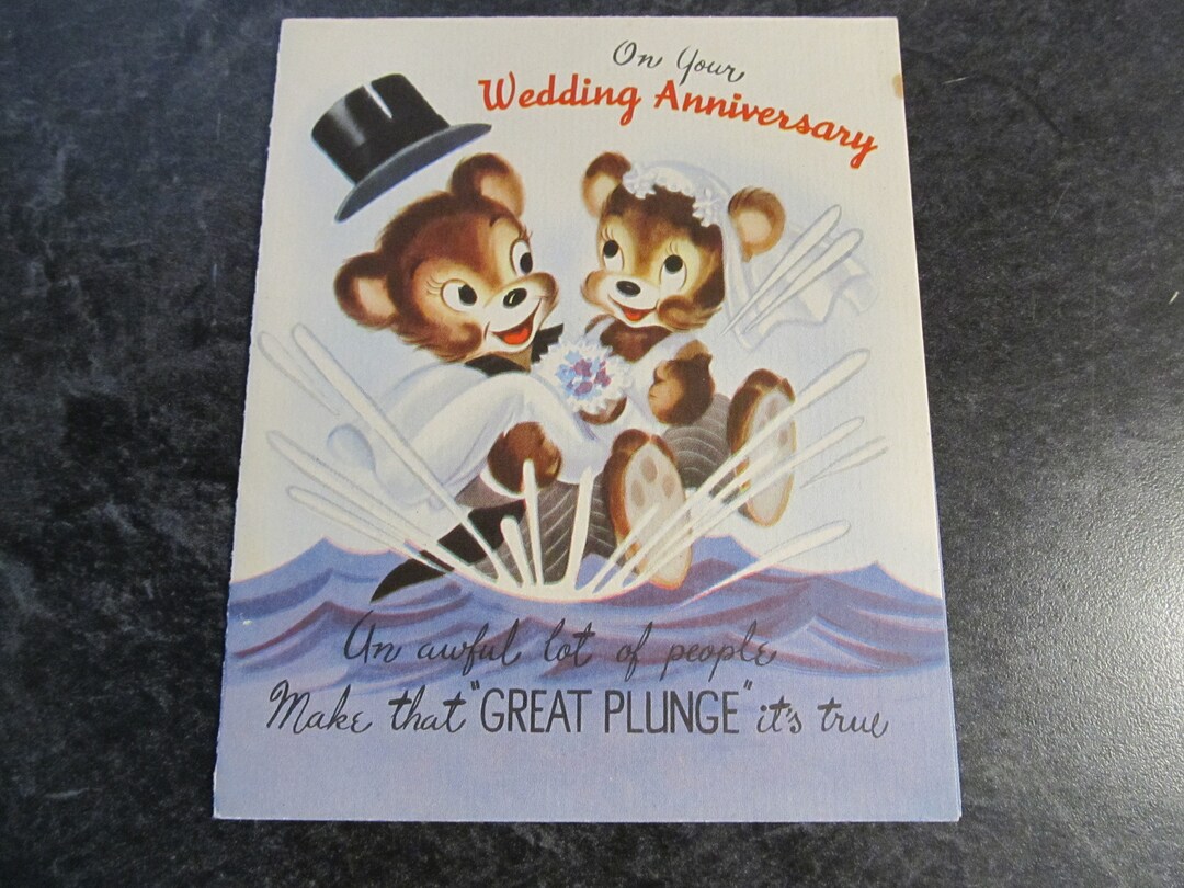 Vintage Klever Kards by Renner Davis USA Wedding Anniversary Teddy ...