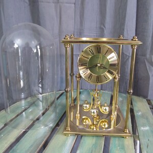 Vintage Benchmark Quartz Anniversary Mantle Clock / Glass Dome /brass ...