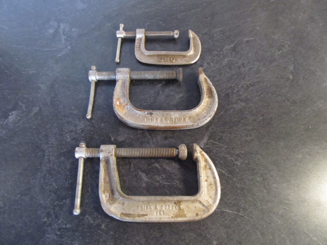 3 Vintage C Clamps Iron Made in USA / Lot of 3 Clamps Steel Clamps ...