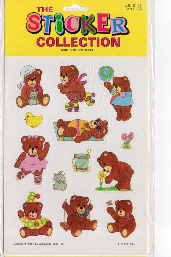 Vintage 1980 Classic Stickers Teddy Bears SEALED Paper Paper & Party ...