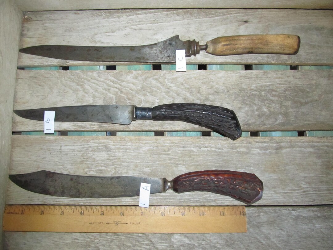 Choice Vintage Stag/antler Handled Meat Carving Knives -north Hampton ...