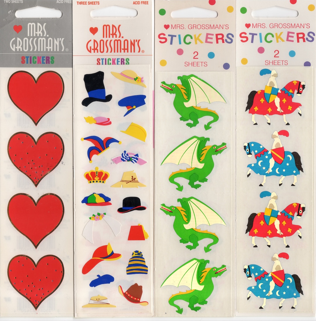 Vintage Mrs Grossman Sticker Packs ~ Choice ~ Red & Gold Hearts / 1999 ...