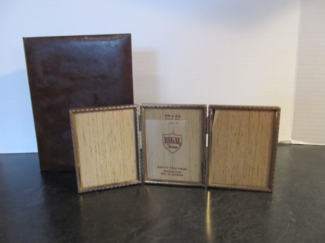 Vintage Regal Frames #4041T Tri-fold Embossed Brass Photo Frame -3 1/4 ...