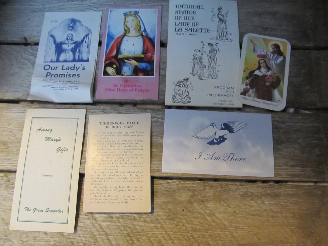 7 Vintage Catholic Christian Prayer Cards - Books / Bookmarks ~saint ...