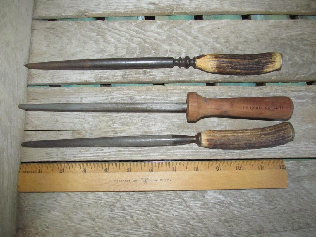 Choice of Vintage Honing / Sharpening Rods - Chicago Cutlery / Stag ...