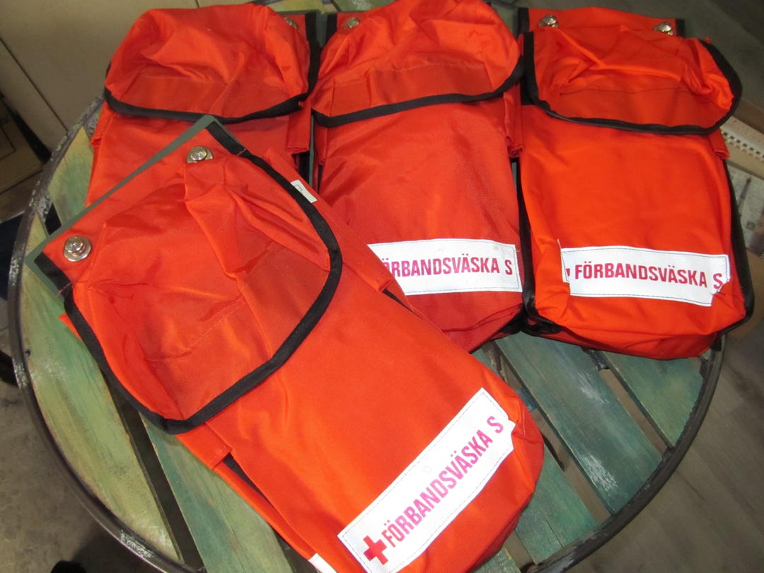 Vintage Swedish Medical Bag Orange First Aid Kit W/ Contents ...