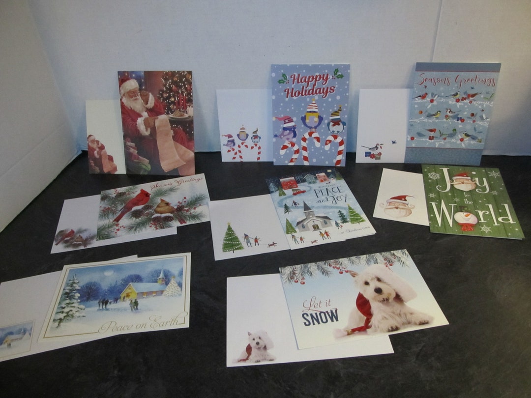 8 Different Christmas Cards W/ Matching Printed Envelopes / Season's ...