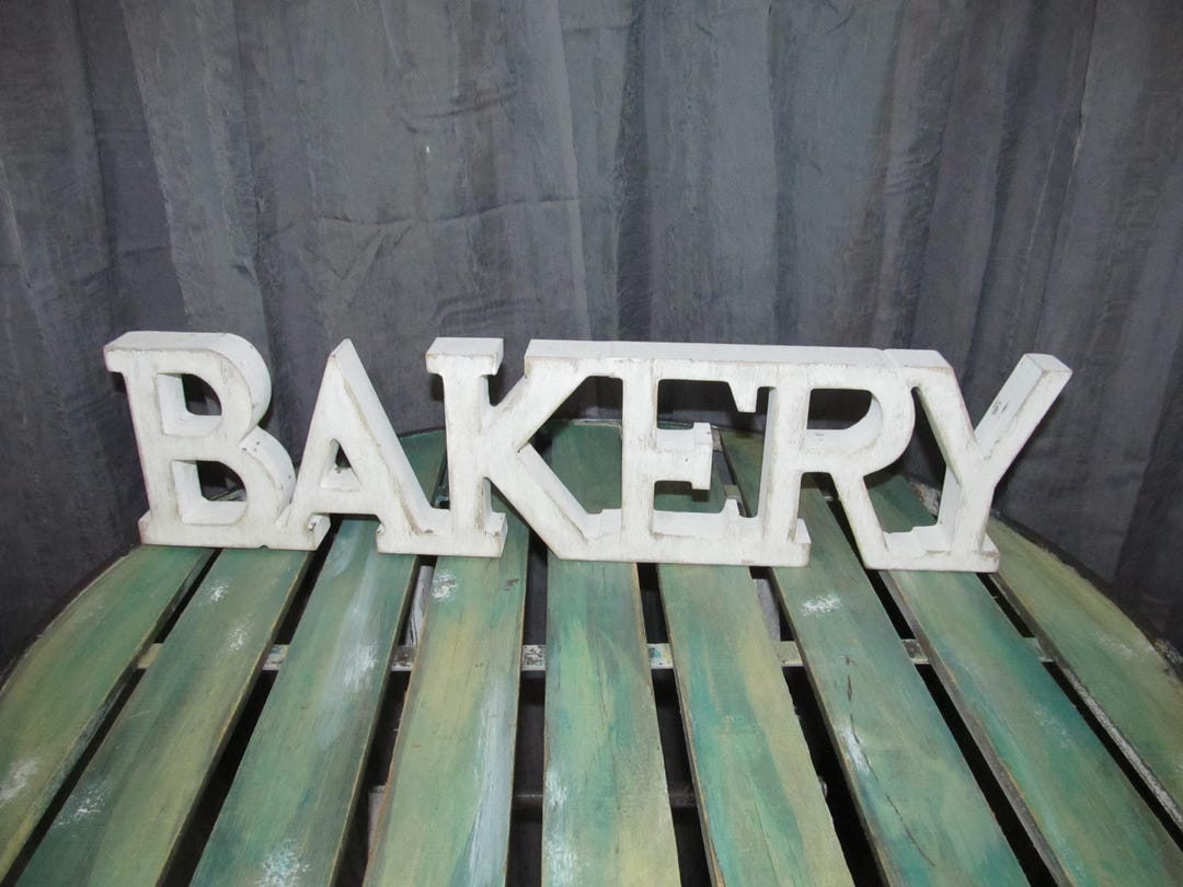 Vintage Bakery - Rustic White Painted Solid Wood Sign Wall Hanging - Etsy