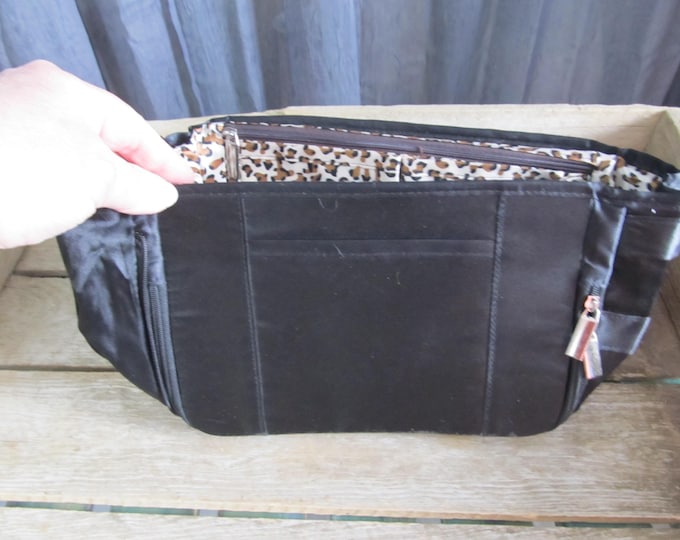 Interchangeable Purse Organizer Black & Leopard Print / Multi Pocket ...