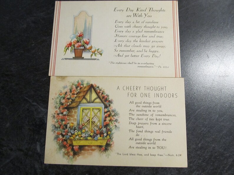 6 Vintage 1940's Sunshine Line Greeting Cards Postcards | Etsy