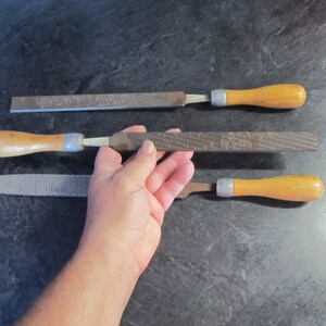 3 Vintage Skroo Zon Wood File Handles With Files / Rasps - Vixen USA ...