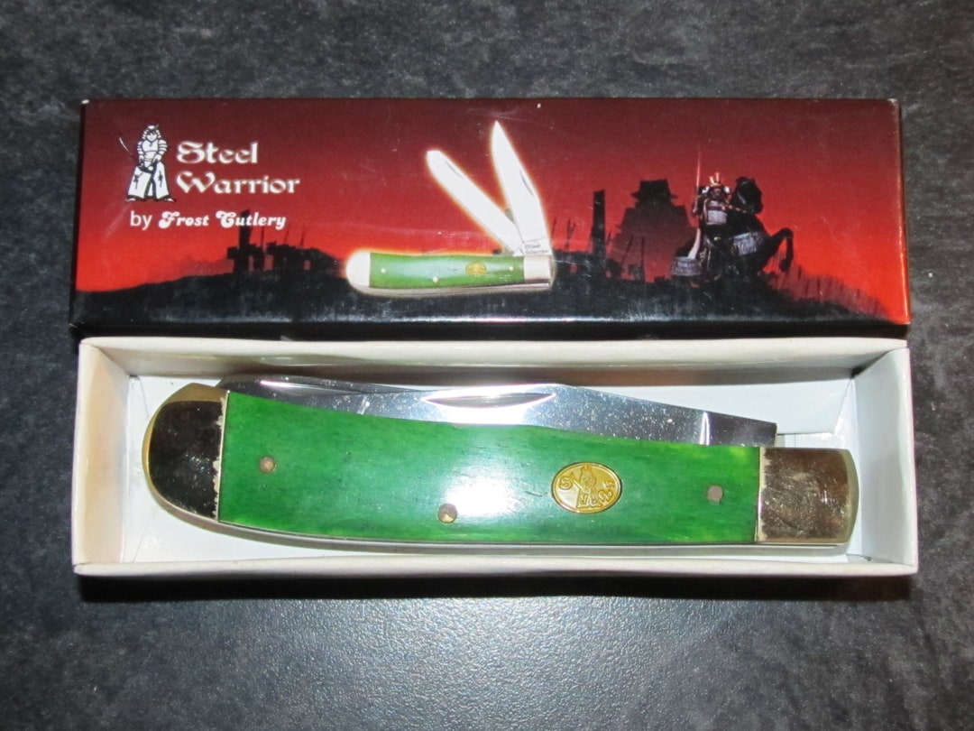 Steel Warrior Pocket Knife 4 1/4 Closed Stainless Steel Blades / Nickel ...