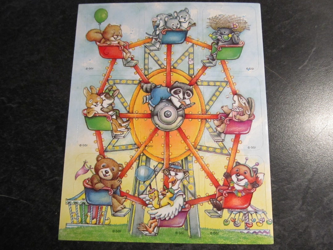 Vintage 1994 Gibson Stickers GGI Animal Ferris Wheel Stickers ...