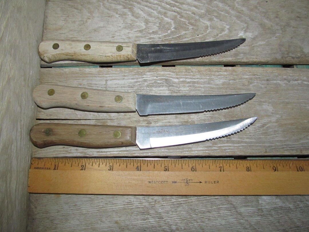 3 Vintage Lifetime Cutlery Old Homestead Stainless Japan 3 Brass Pin ...