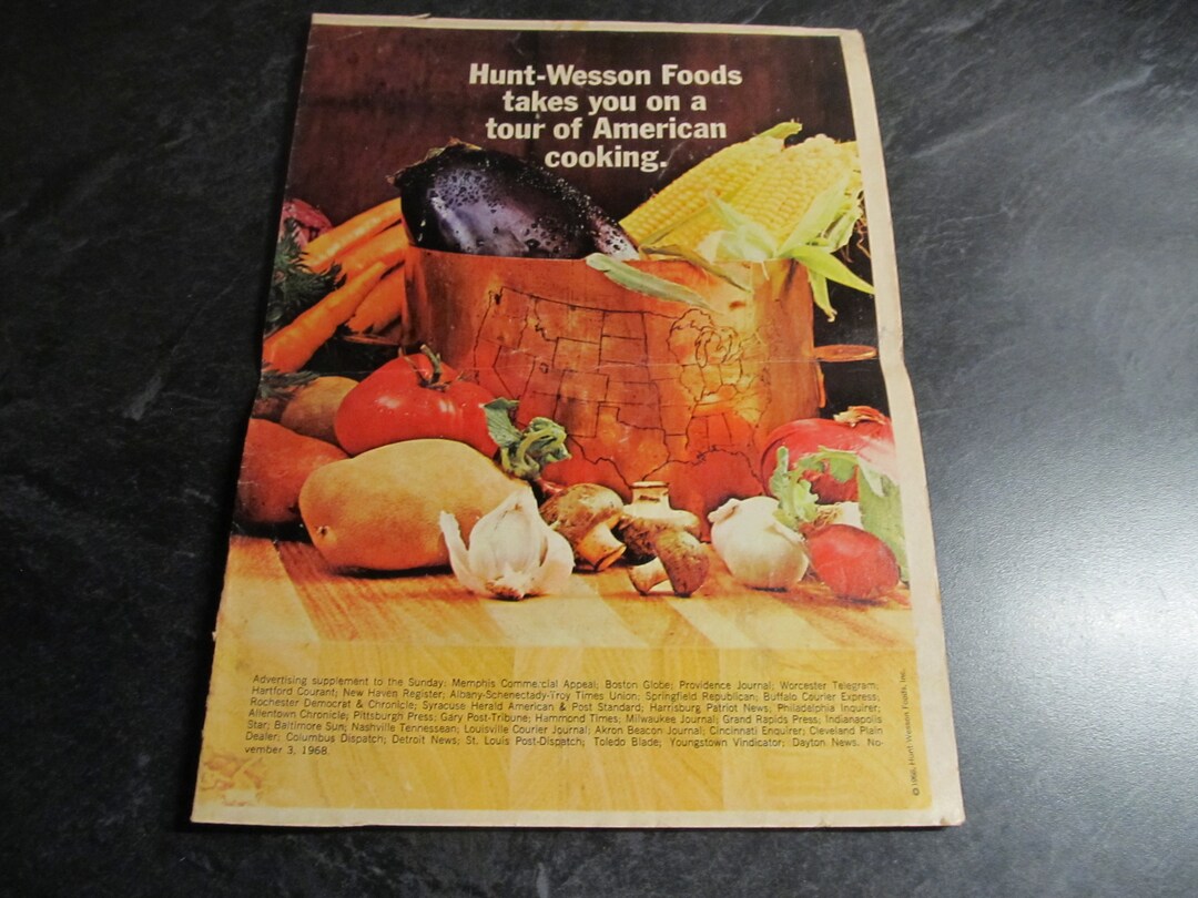 Vintage 1968 Hunt - Wesson Foods Sunday Paper Cookbook / Recipes Insert ...