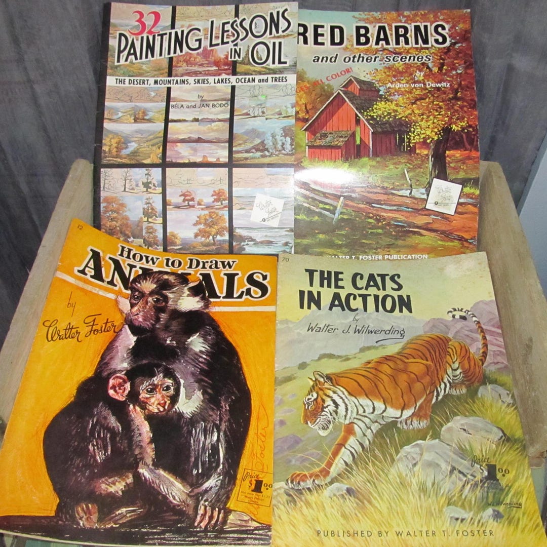 Vintage Walter Foster Art Books -choice - Cats in Action/ How to Draw ...