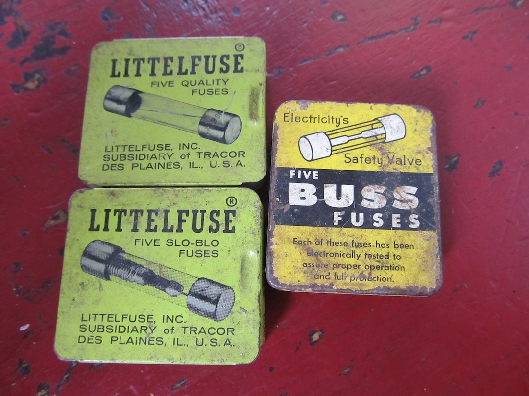 Vintage Fuses Metal Tin Containers / Choice / Littelfuse Slo-blo Fuses ...