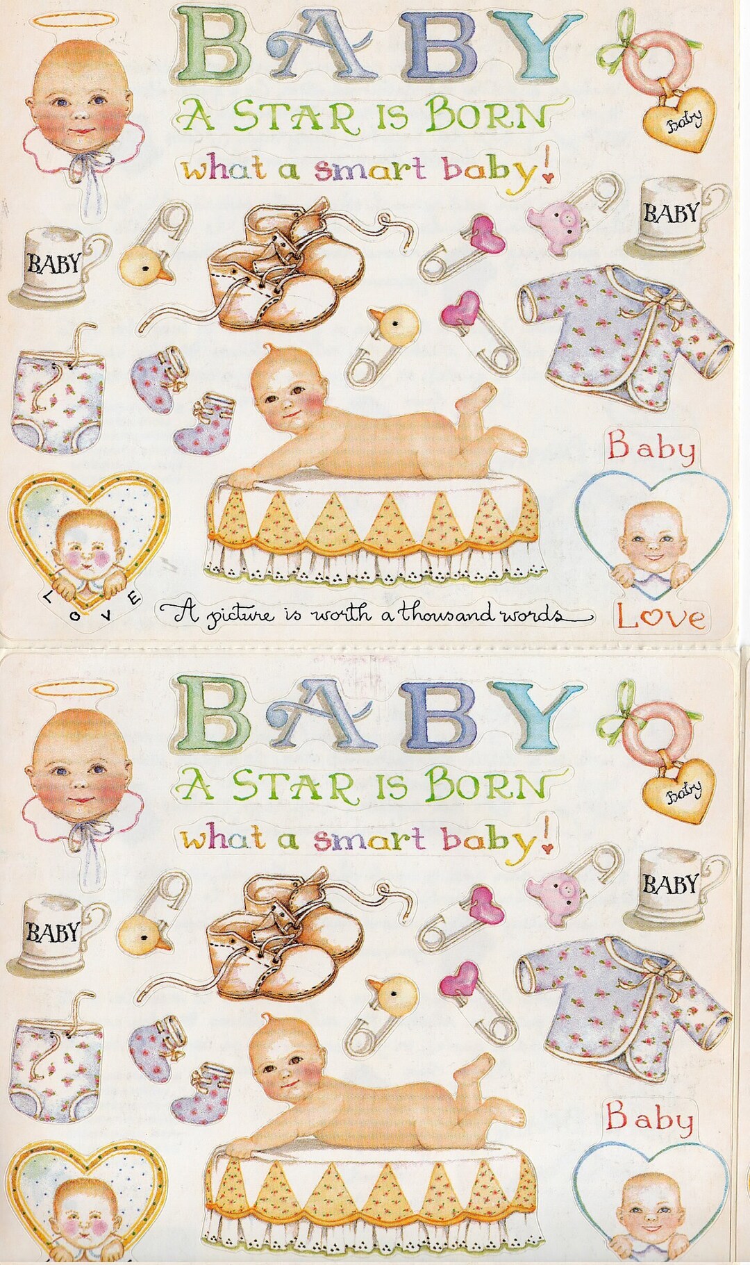 Vintage Susan Branch Stickers 12715 Baby A Star is Born Infant Newborn ...