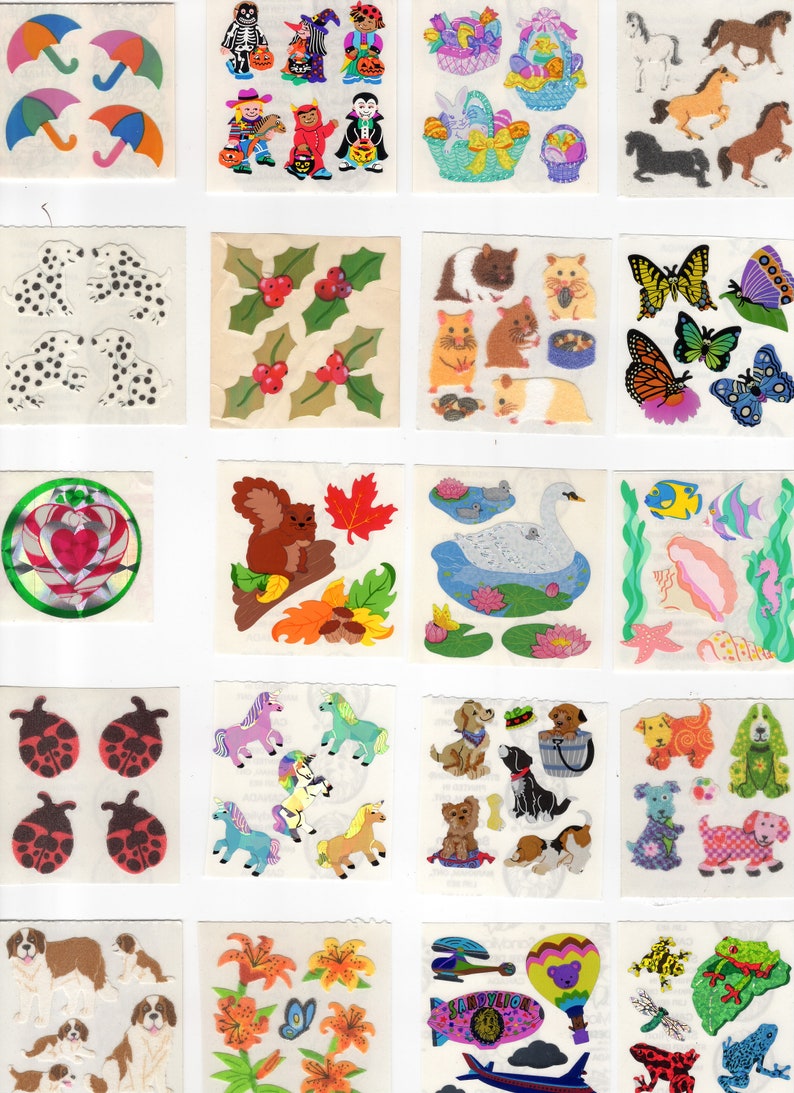 Vintage 80's 90's Sandylion Stickers / 20 Choices / Fuzzy Pearl Opal ...