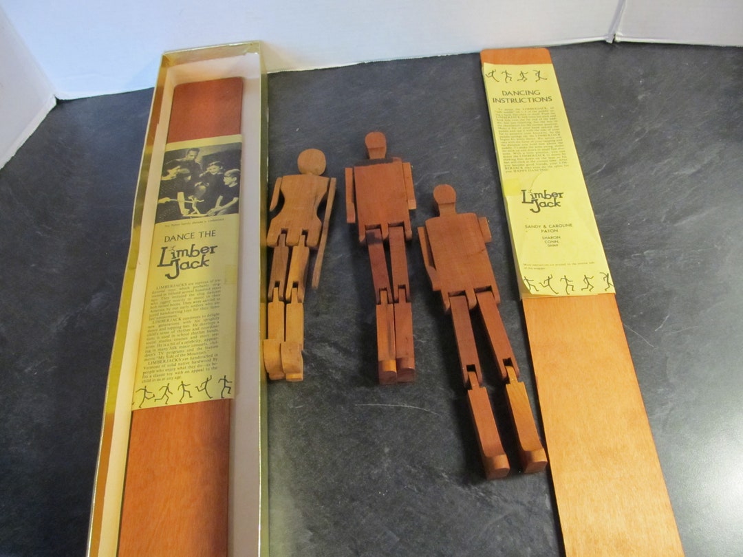 3 Vintage Limberjack Dolls / Wooden Jointed Folk Art / Sandy & Caroline ...