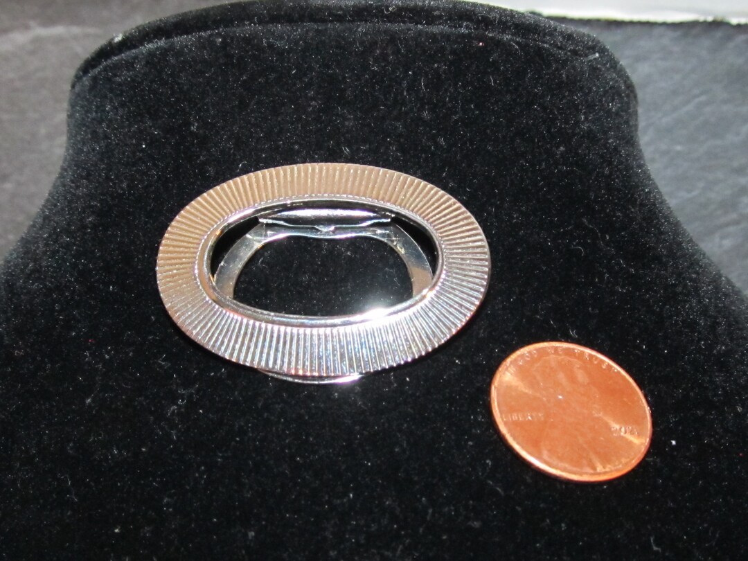 Vintage Signed Lieba USA Scarf Clip Classic Silver Oval Elegant Dress ...