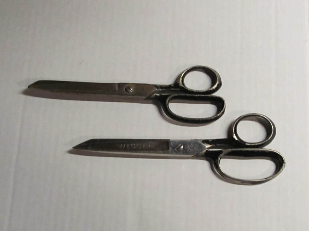 2 Pair Vintage Steel Forged Scissors / Wiss Inlaid No. 37 Scissors 7 1/ ...