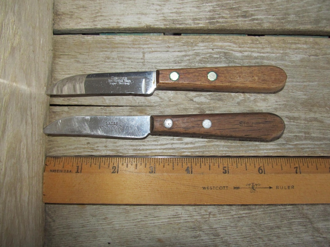 2 Vintage Dexter Super Stainless S197 Paring Knives 2 Pin Wood Handles ...