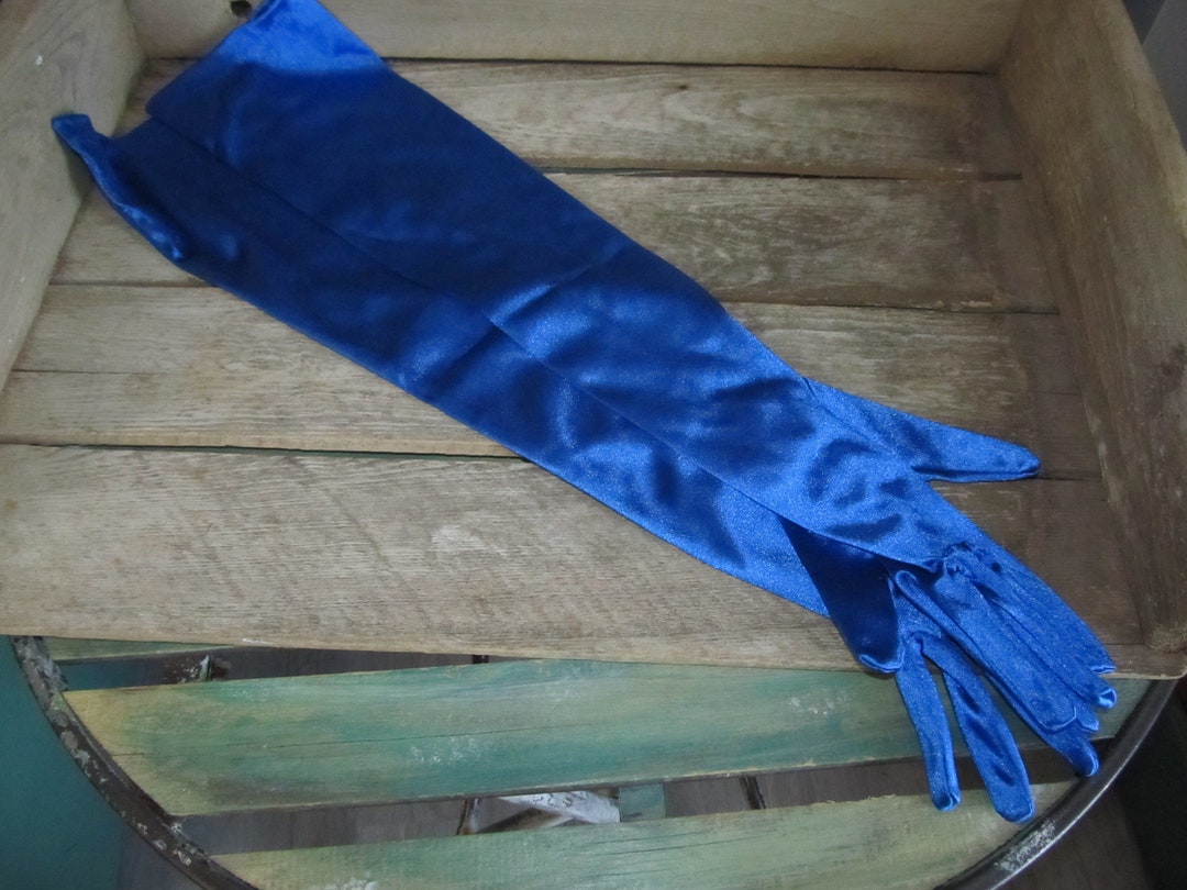 Vintage Royal Blue Opera Length Gloves One Size Nylon & Spandex - Etsy