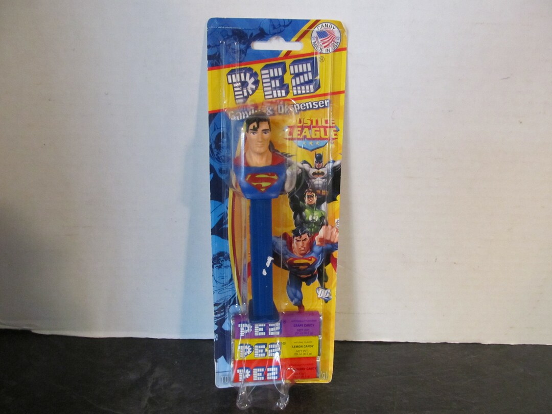 Justice League Pez Candy Dispenser Superman Footed Blue Stem - Etsy