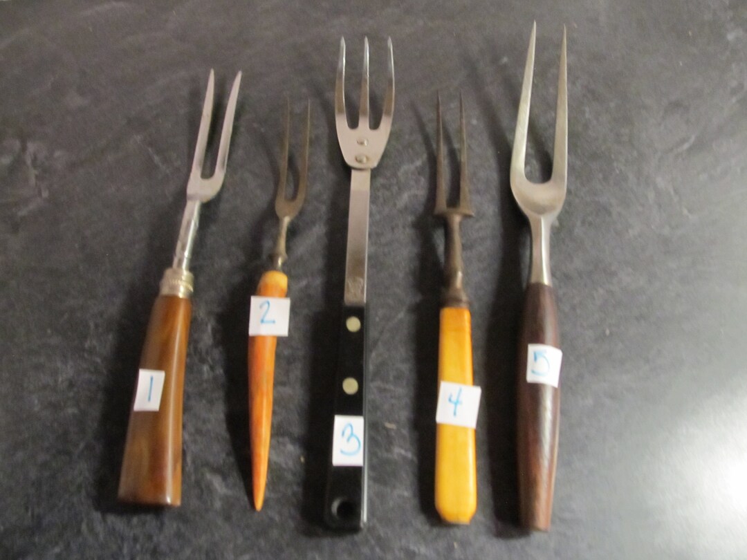 Vintage / Antique Meat Serving Forks / Choice /brown Marble Bakelite ...