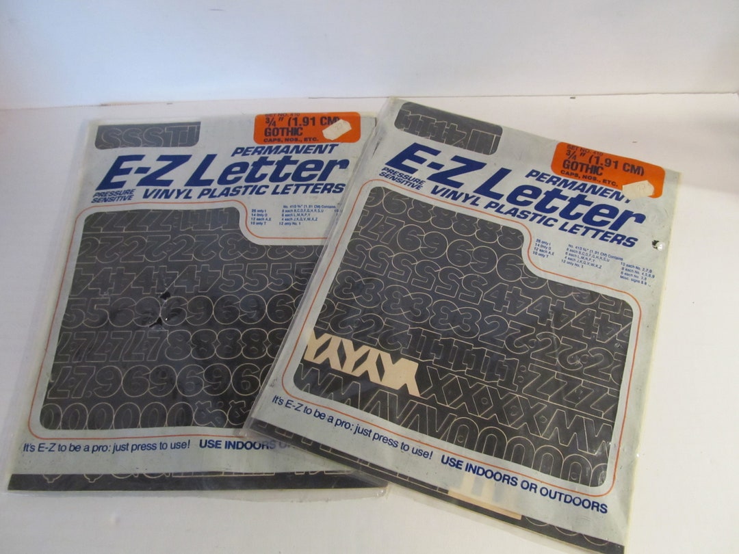 2 Vintage Packs / E-Z Letter Vinyl Plastic Letters Gothic 3/4" From E-Z ...