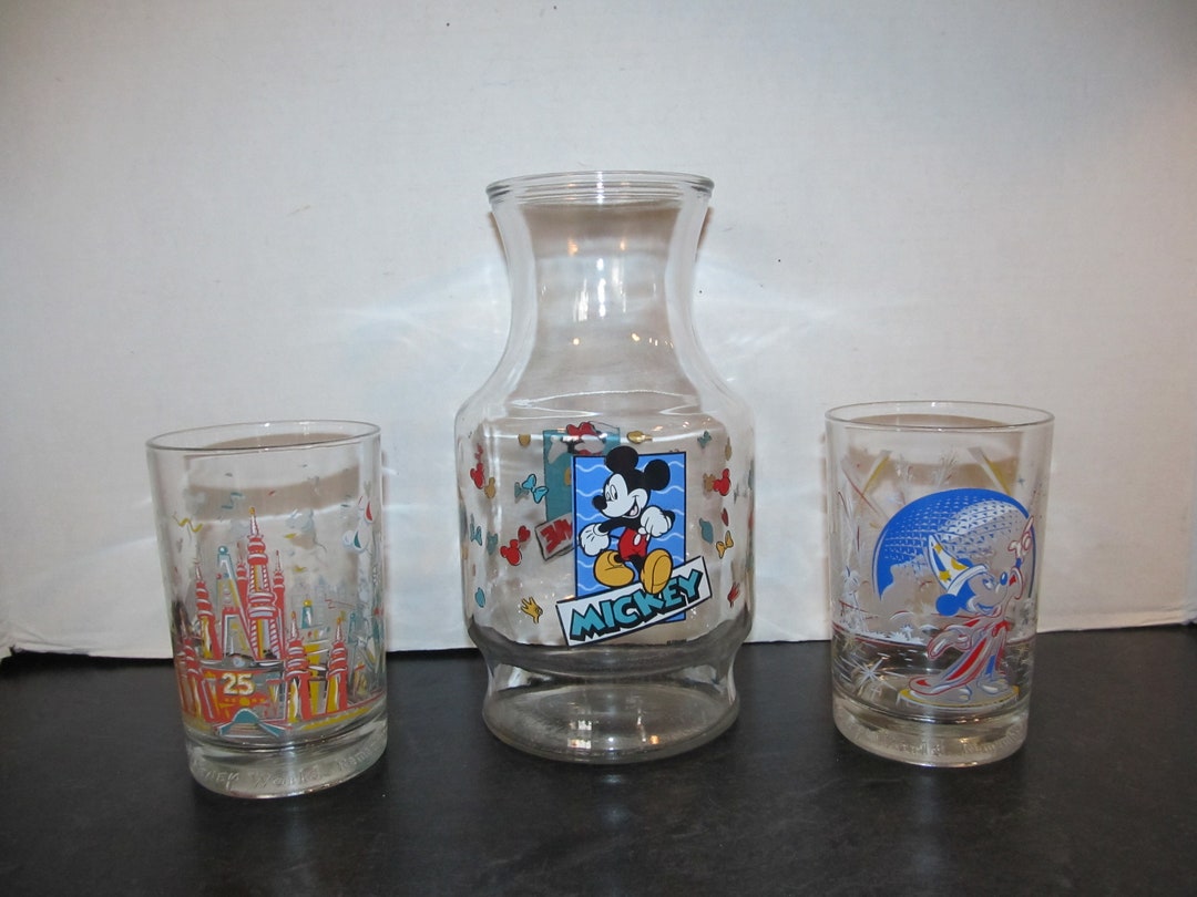 Vintage Disney Mickey Mouse / Minnie Mouse Juice Pitcher & 2 / 25th ...