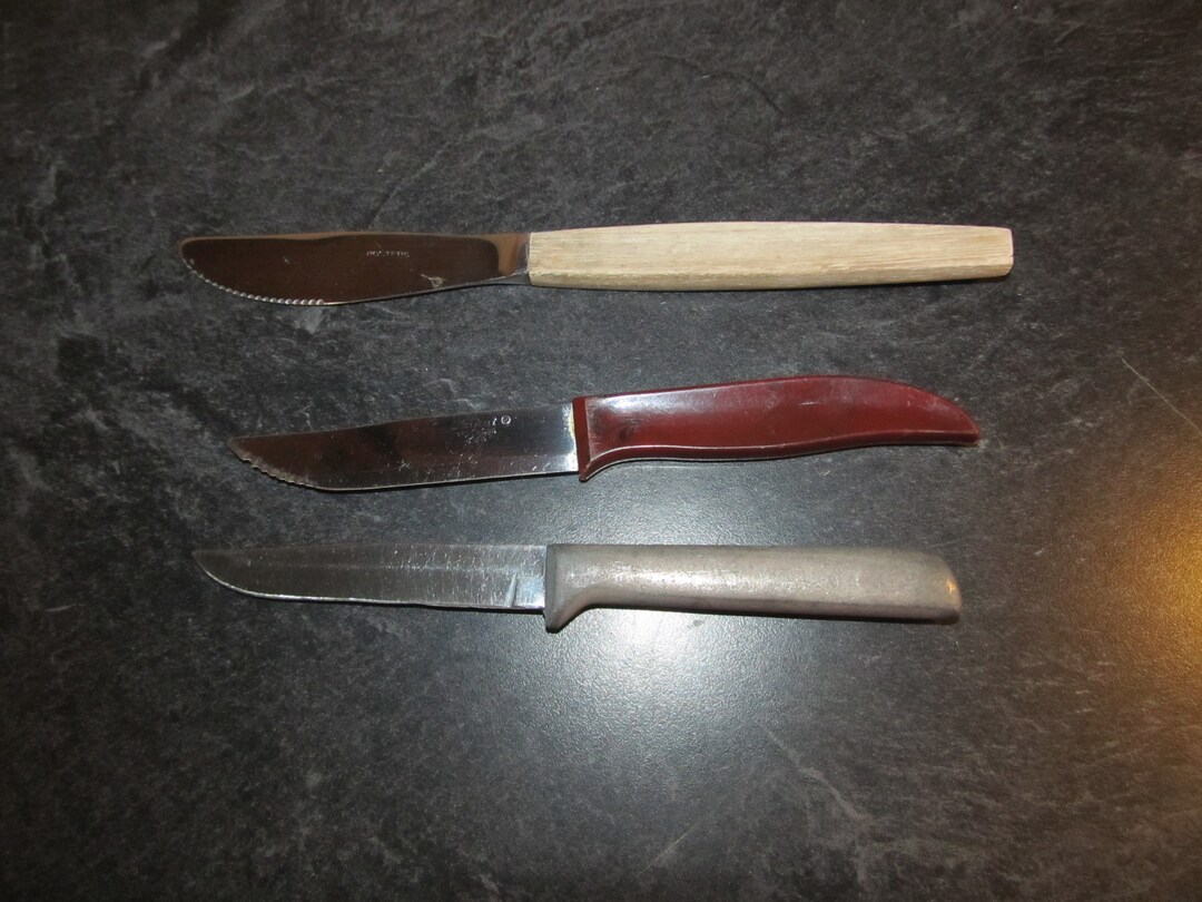 3 Vintage Knives / Unmarked Rada Utility Paring Knife / Quikut ...