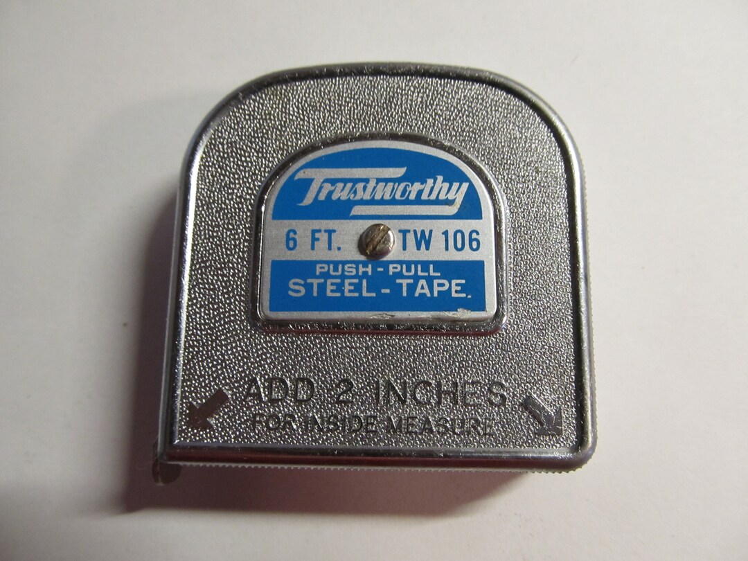 Vintage 1960's Trustworthy 6 Ft Steel Push Pull Measuring Tape TW 106 ...