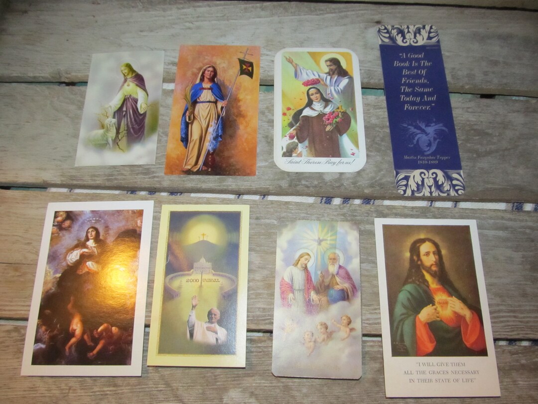 8 Vintage Catholic Christian Prayer Cards / Bookmarks~ Assumption ...