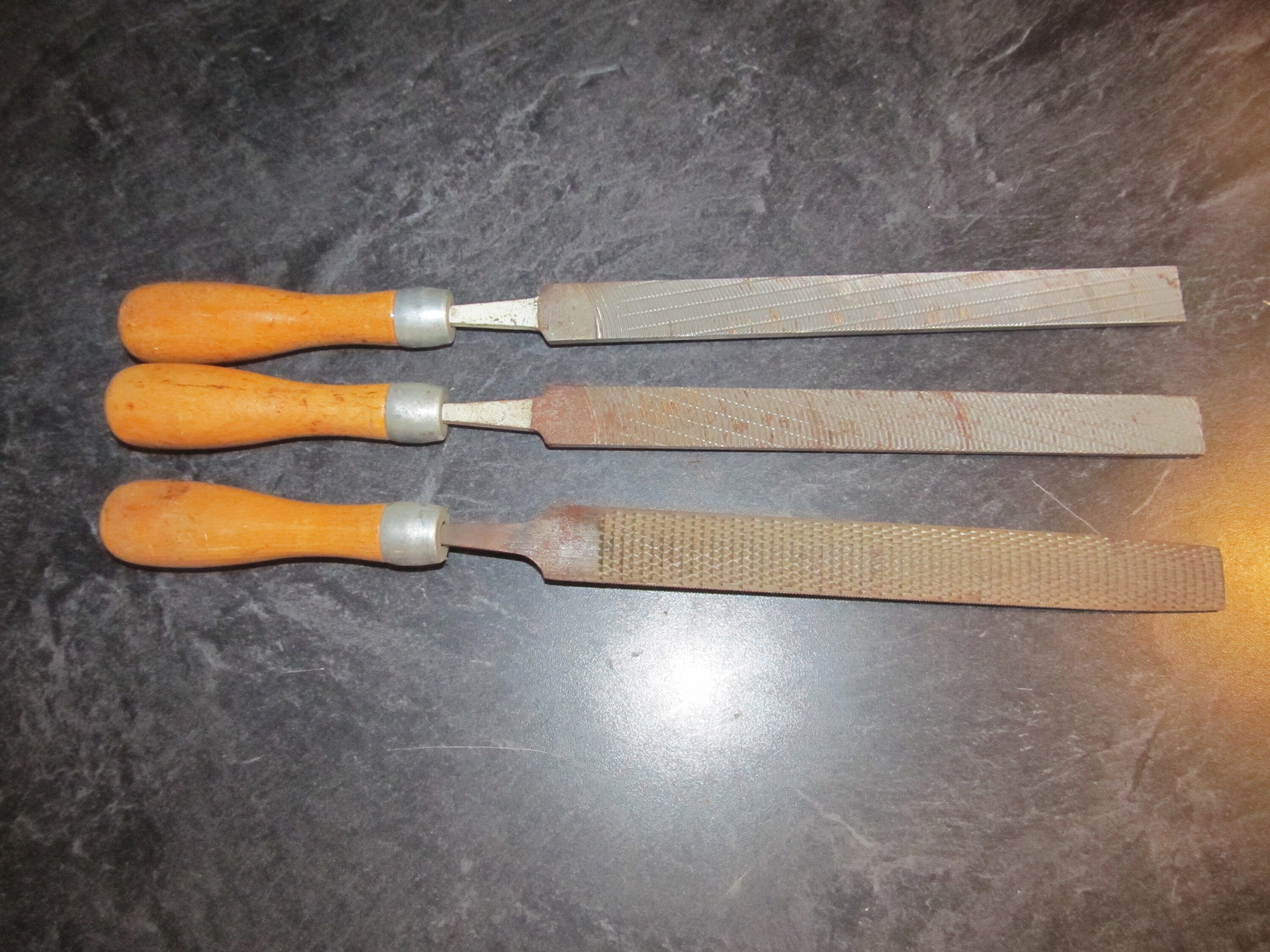 3 Vintage Skroo Zon Wood File Handles With Files / Rasps - Vixen USA ...