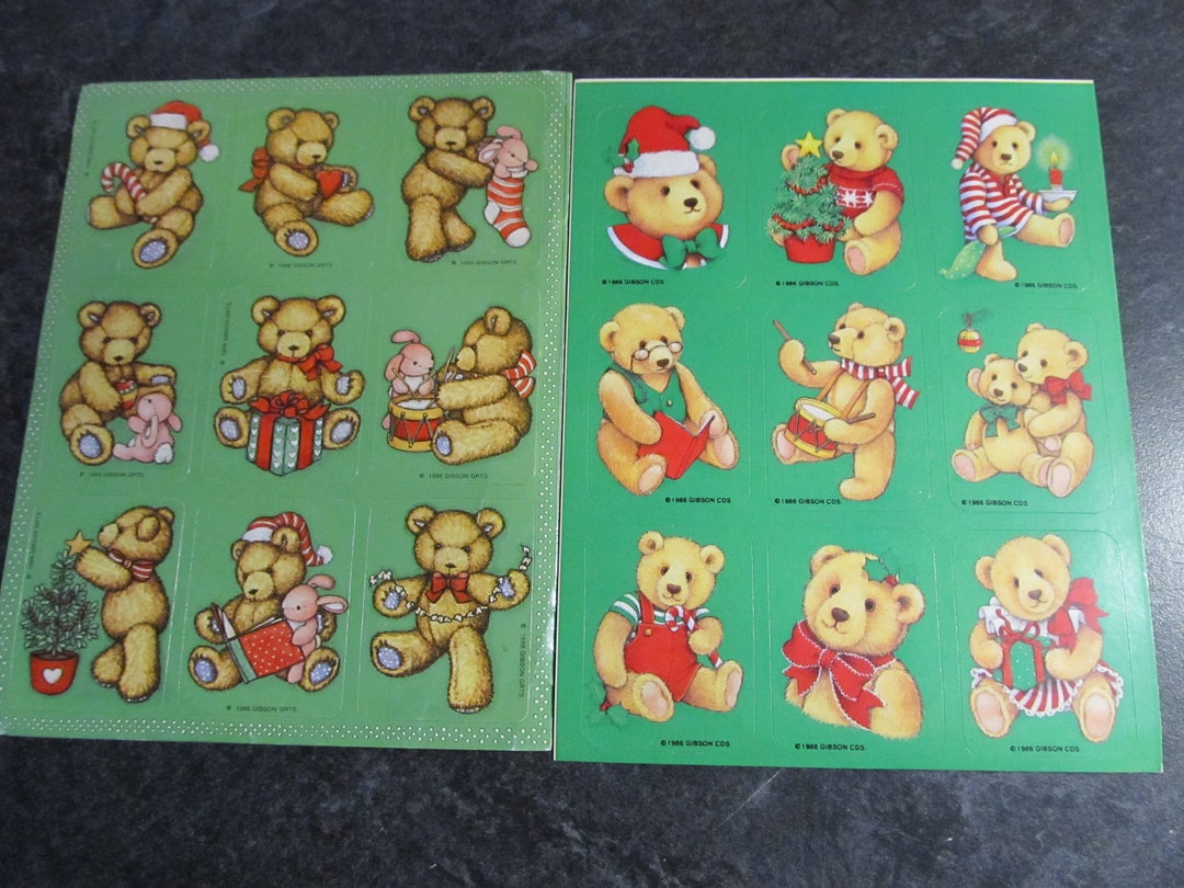 2 Vintage 1980's Gibson Hugglesbie Teddy Bear Stickers 1986 & 1988 ...