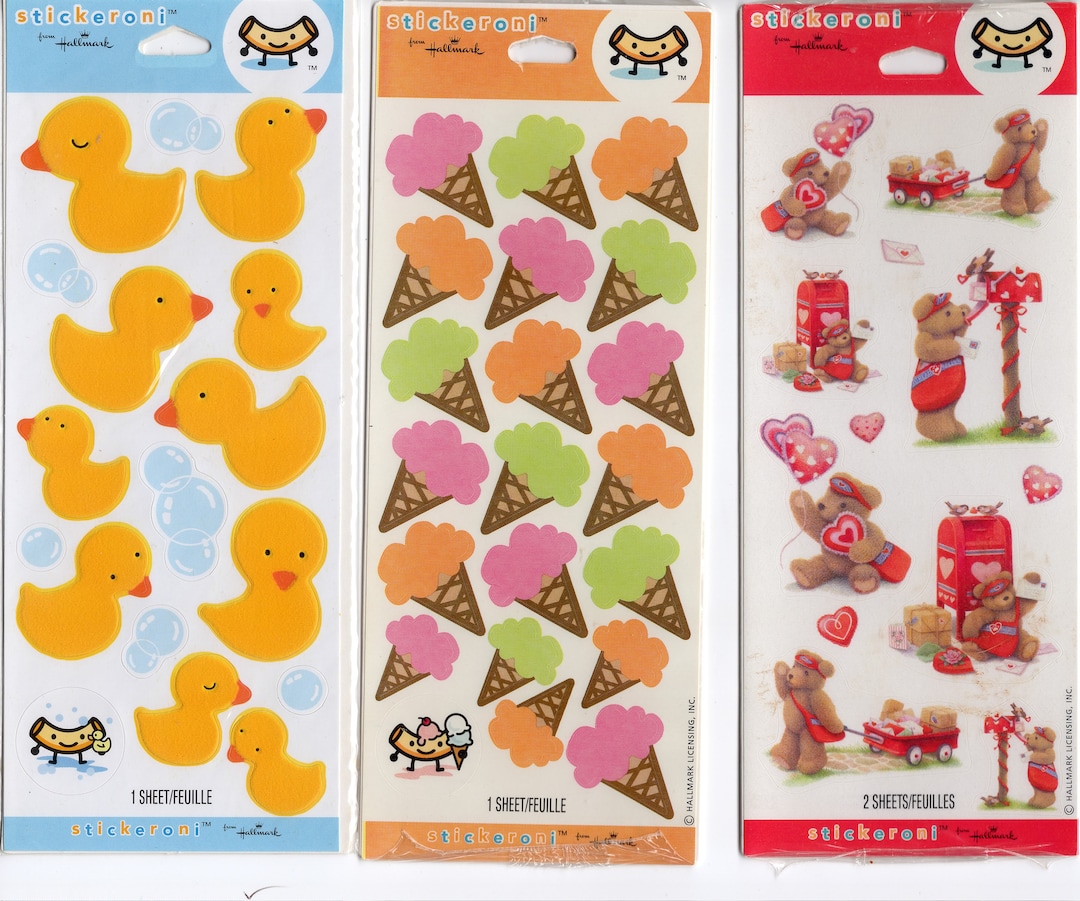 Hallmark Stickeroni Sticker Packs You Choose-rubber Ducks/ Ice Cream ...