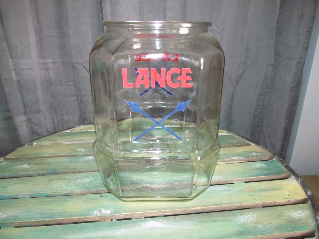 Vintage 1930s Lance Cracker Jar 8 Sided Glass Counter Jar / Store ...