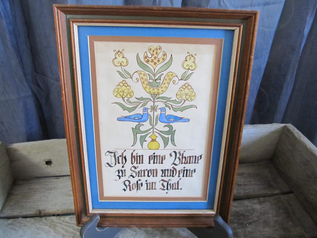 Vintage Pennsylvania Dutch Calligraphy Wood Framed Art Print Davis ...