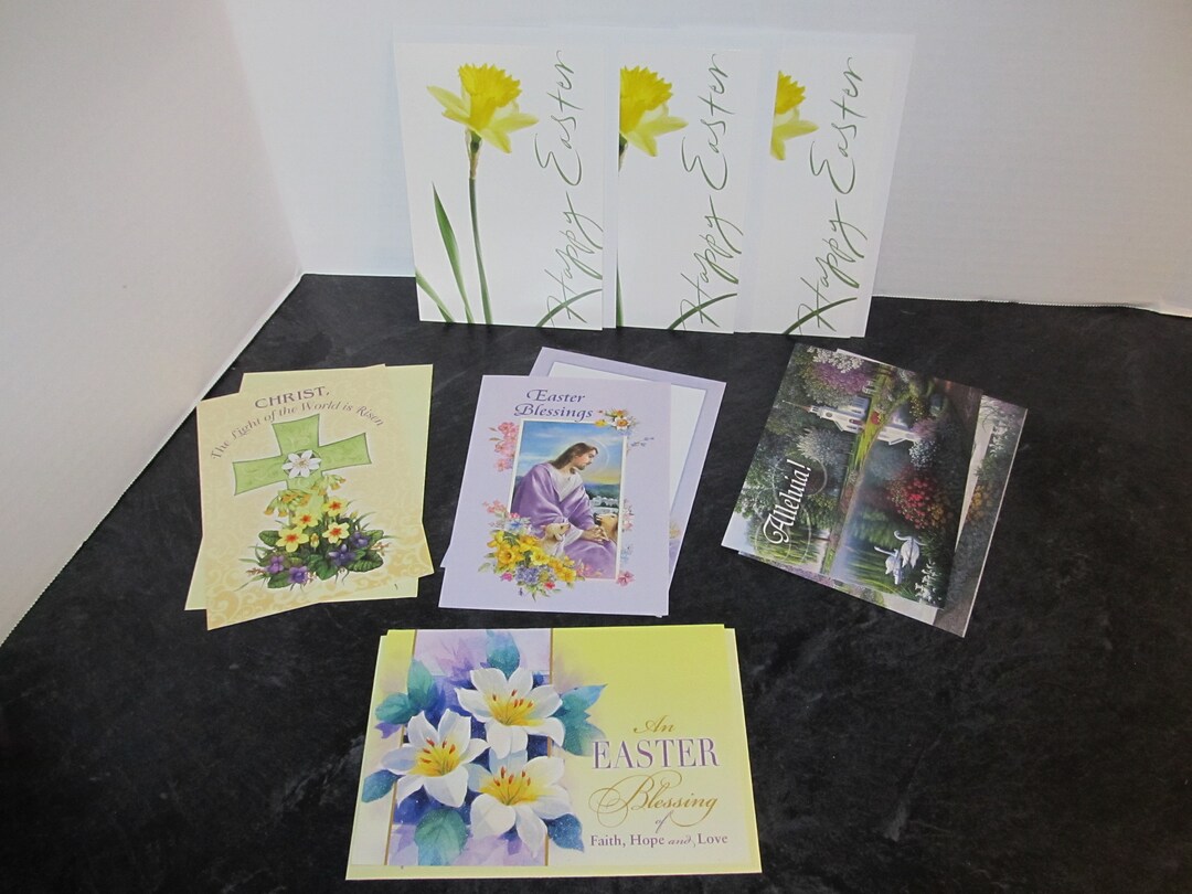 7 Easter Christian Greeting Cards & Matching Envelopes Assortment ...