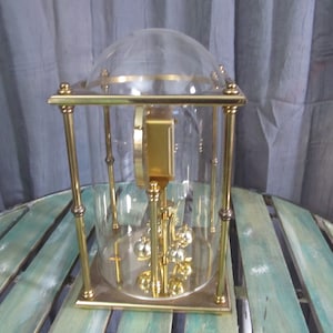 Vintage Benchmark Quartz Anniversary Mantle Clock / Glass Dome /brass ...