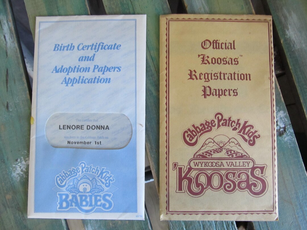 Vintage Sealed CPK Birth Certificate and Adoption Papers Application ...