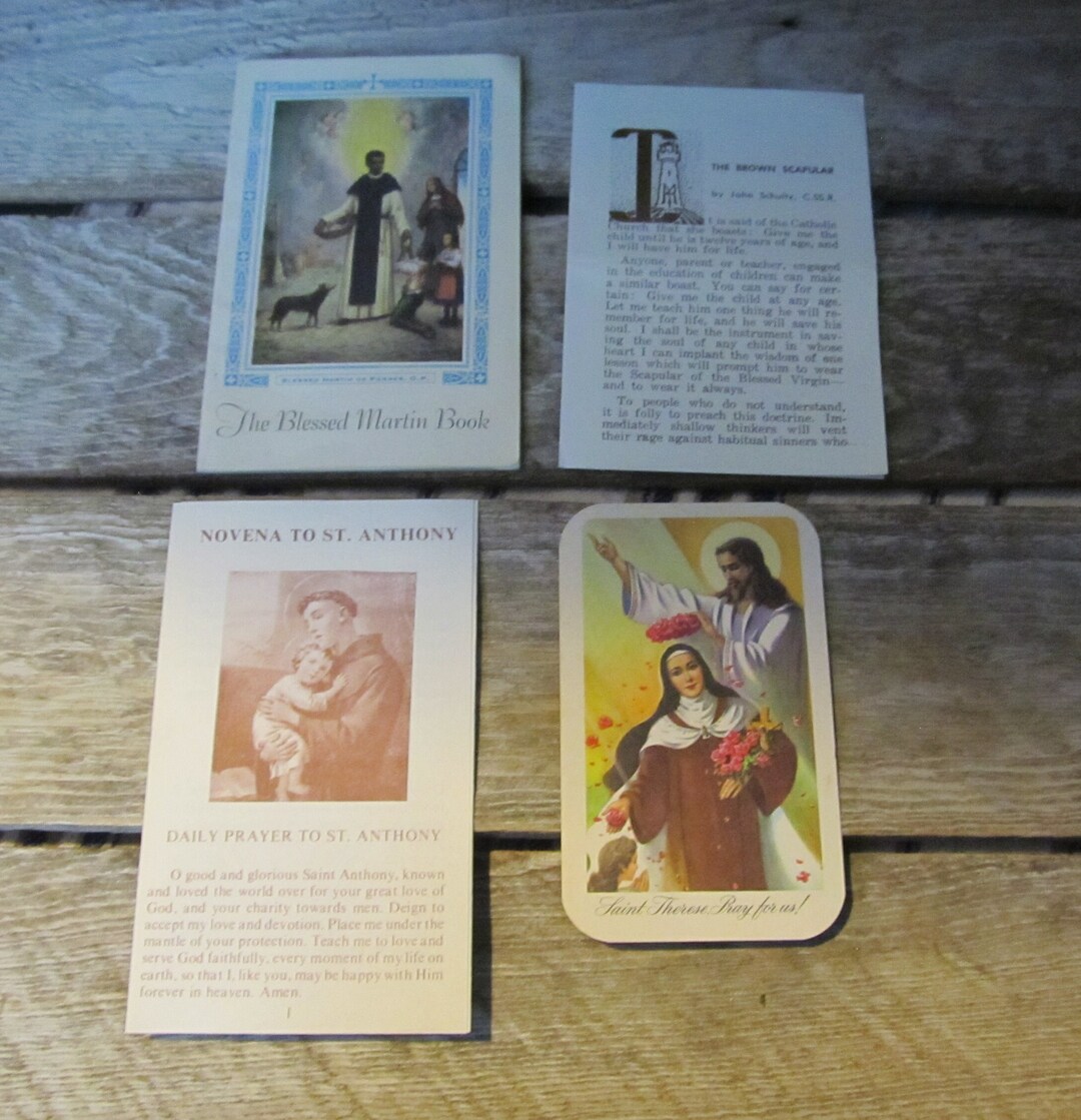 4 Vintage Catholic Christian Prayer Cards Books / Bookmarks saint ...