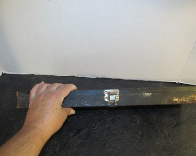 Vintage Long Black Metal Socket Toolbox Tool Box 17 1/2" Long 4 1/2" X ...