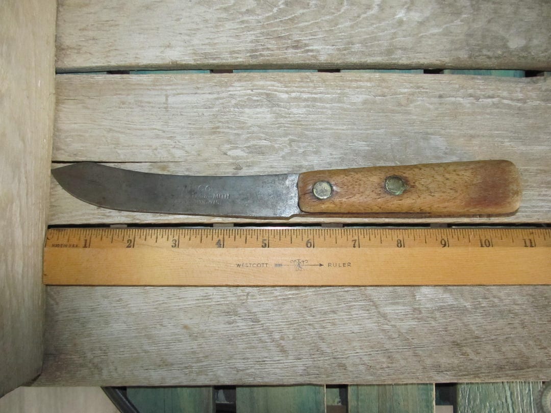 Vintage WCCO Village Blacksmith Watertown Wisconsin Knife 2 Pin Wood ...