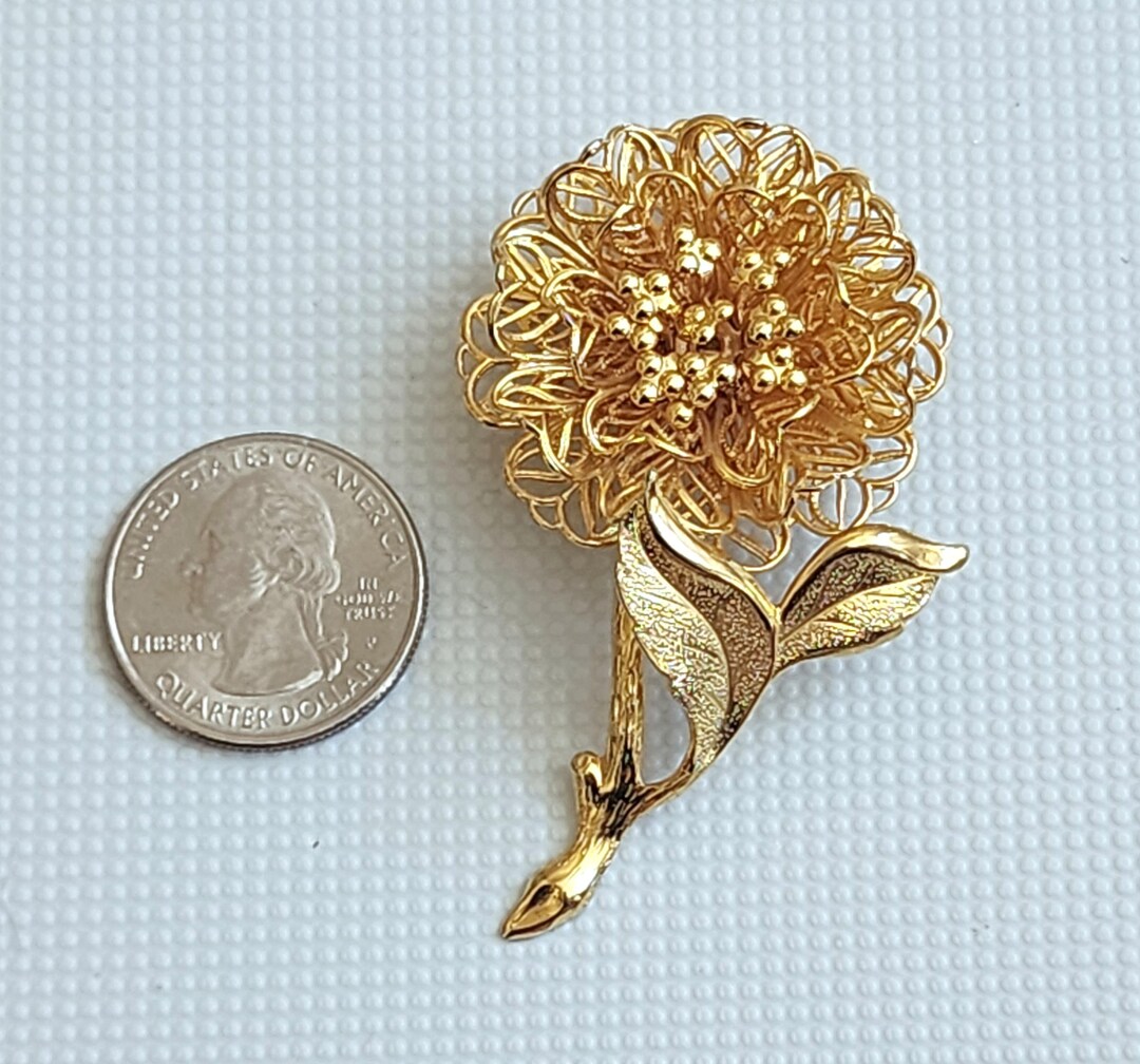 Vintage Mum Dahlia Pom Pom Flower Open Work Spiral Swirl Spun Flower ...