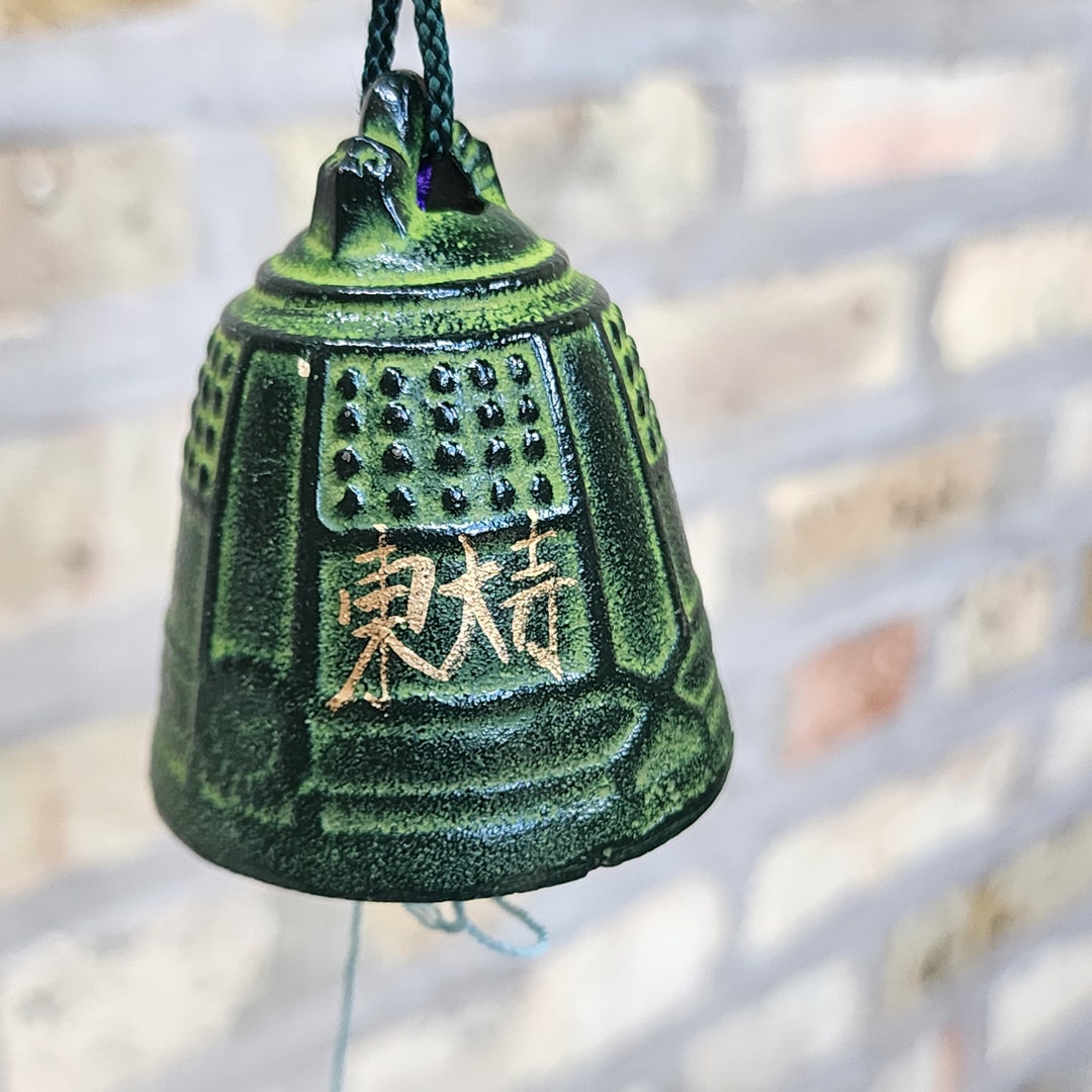 Vintage Japanese Wind Chime Bell Nambu Furin Windchime Green Cast Iron ...